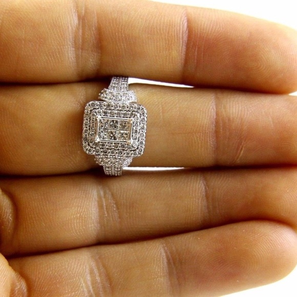 Jewelry | Princess Cut Diamond Invisible Ring 14k Wg 11ct | Poshmark